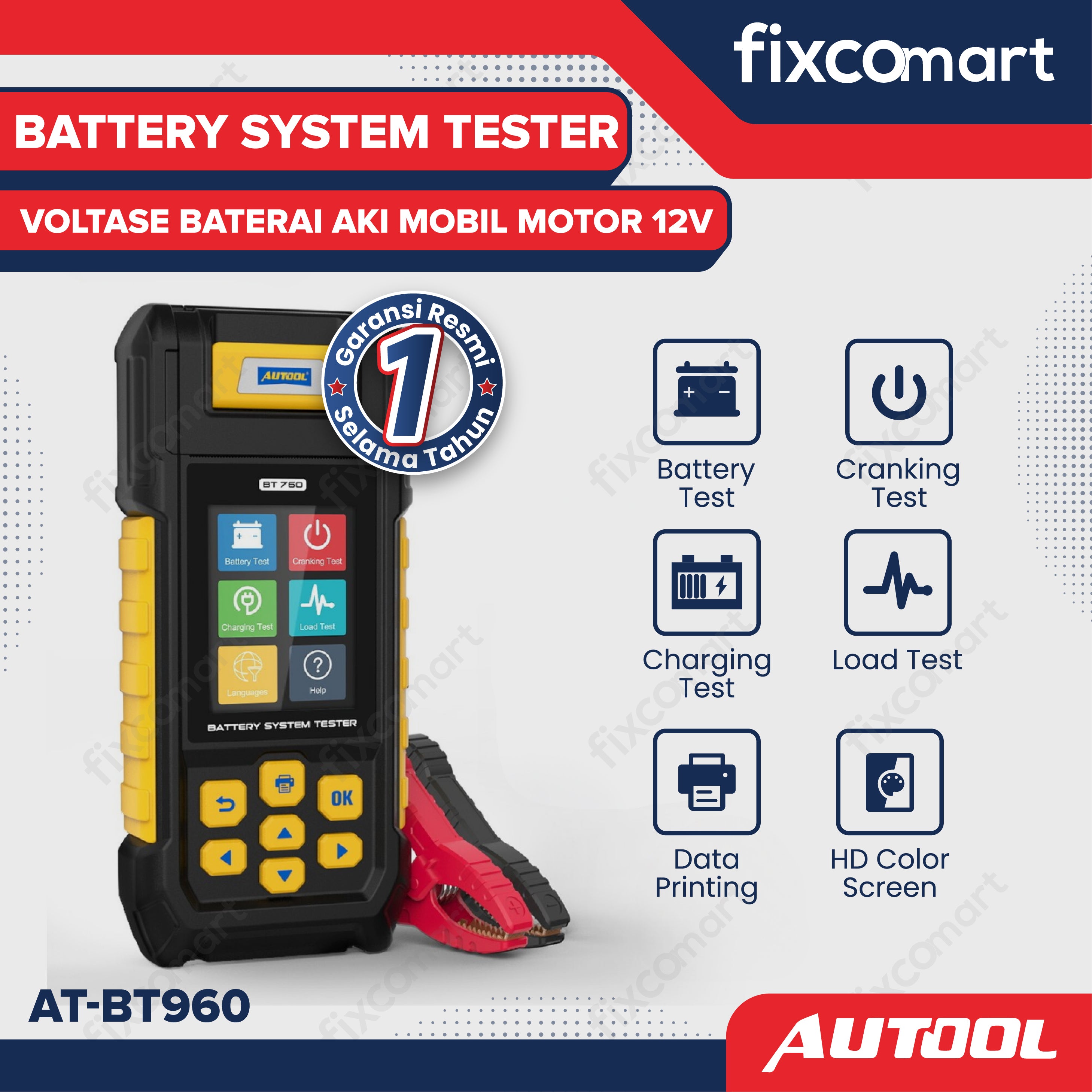 Autool BT760 Battery System Tester Tester Voltase Baterai Aki Mobil Mo ...