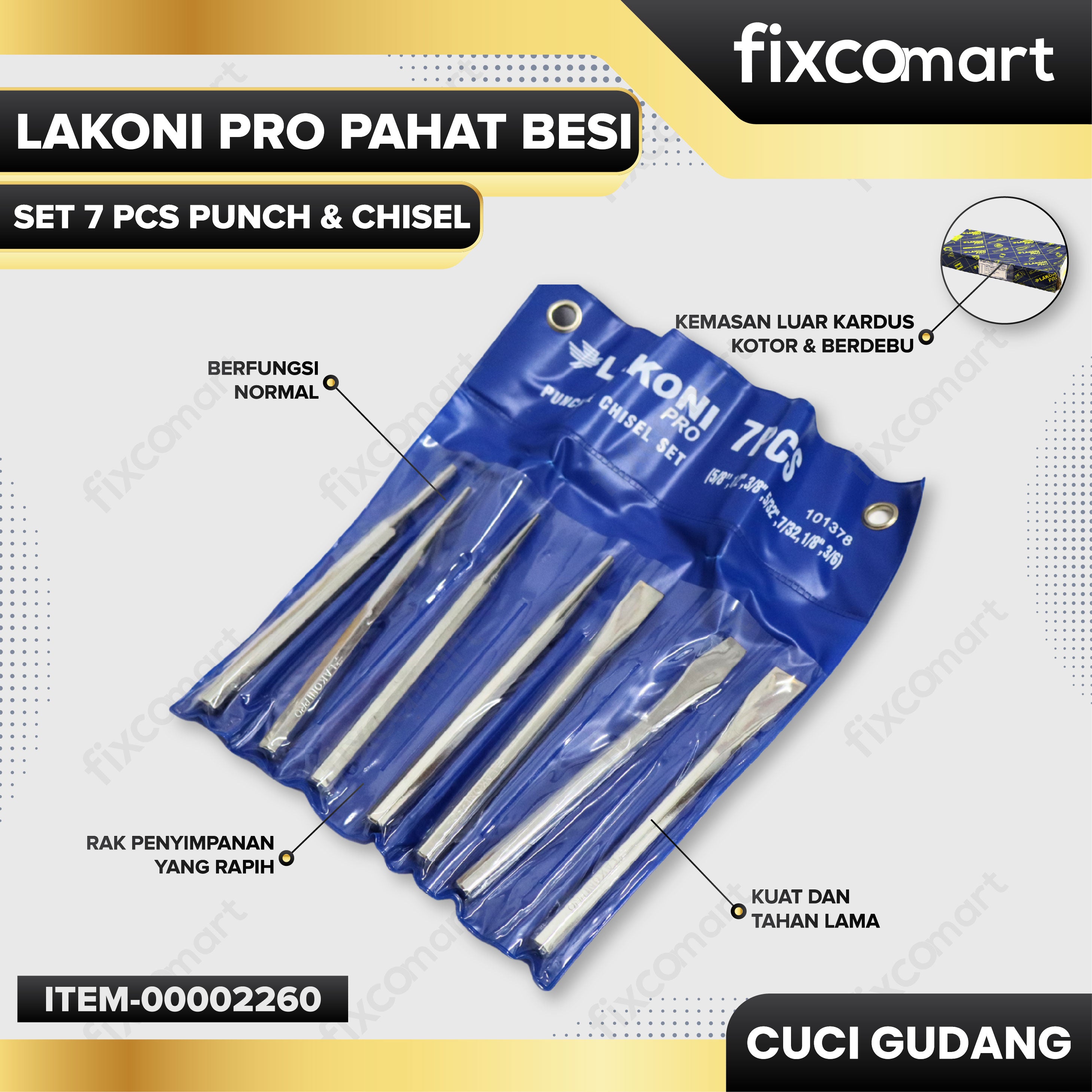 GARAGE SALE - LAKONI PRO Pahat Besi Set 7 Pcs Punch & Chisel – FIXCOMART
